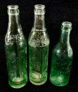 (3) VTG Green Glass Advertising Bottles: Native American Chief Bic ...