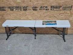 Lifetime Foldable Table & Stool Picnic Setup - Black And Gold Auctions
