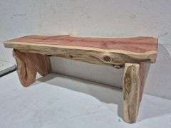 Handmade Cedar Log Bench - Black And Gold Auctions