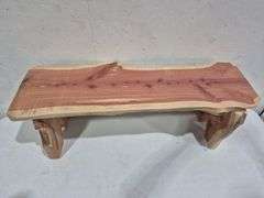 Handmade Cedar Log Bench - Black And Gold Auctions