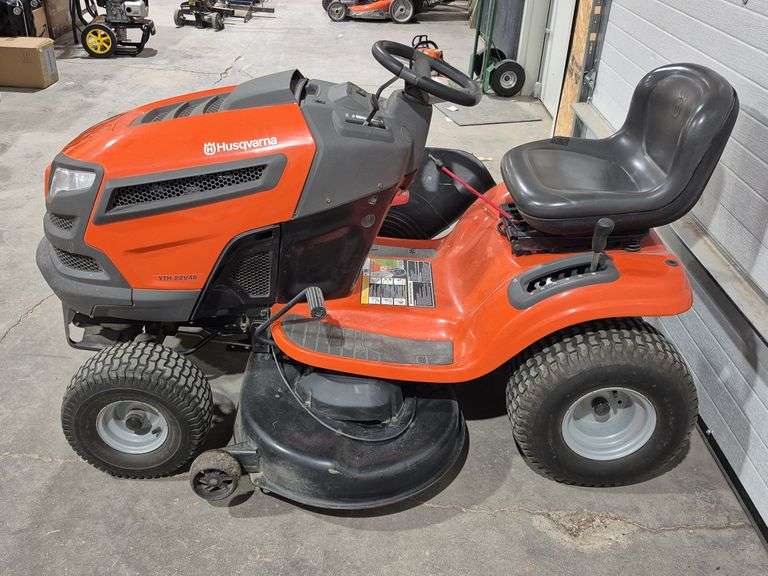 Husqvarna YTH22V46 46" 22-HP V-Twin Gas Riding Lawn Mower - Black And ...