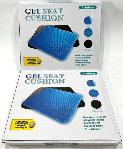 (2) New ADUKEN Gel Seat Cushions - Black And Gold Auctions