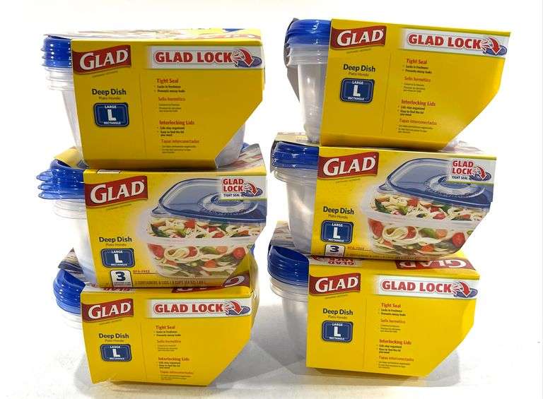 (6) GLAD Ware Large Deep Dish Food Storage Containers (3-Packs) - Black ...