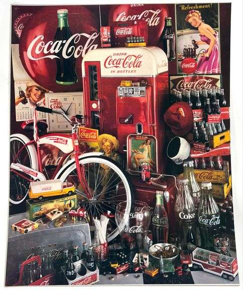 Large 1990 Coca-Cola Advertisement Poster - Black And Gold Auctions