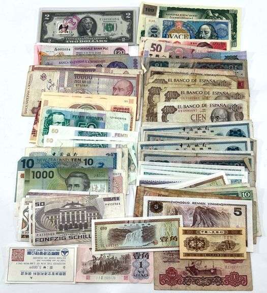 Large Group of Foreign Currency Notes - Black And Gold Auctions