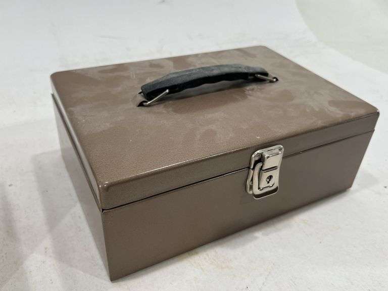 (2) Vintage Small Metal Lock Box - Black And Gold Auctions