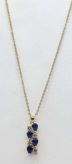 Clear & Bluestone Necklace - Black And Gold Auctions