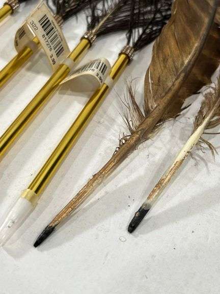 Peacock Feather Pens & Quill Pens - Black And Gold Auctions