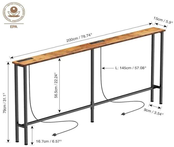 Keelian 78" Narrow Console Sofa Table - Black And Gold Auctions