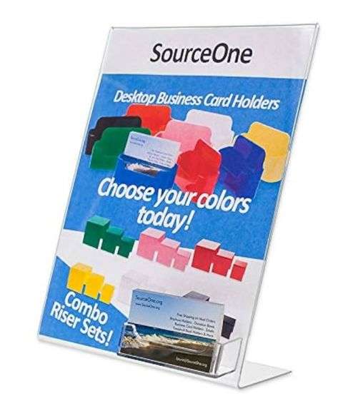 (3) New SOURCEONE 8.5 x 11 Inch Premium Acrylic Slant Stands with Card ...
