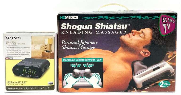 SONY ICF-C218 FM/AM Clock Radio & HOMEDICS Shogun Massager - Black And ...