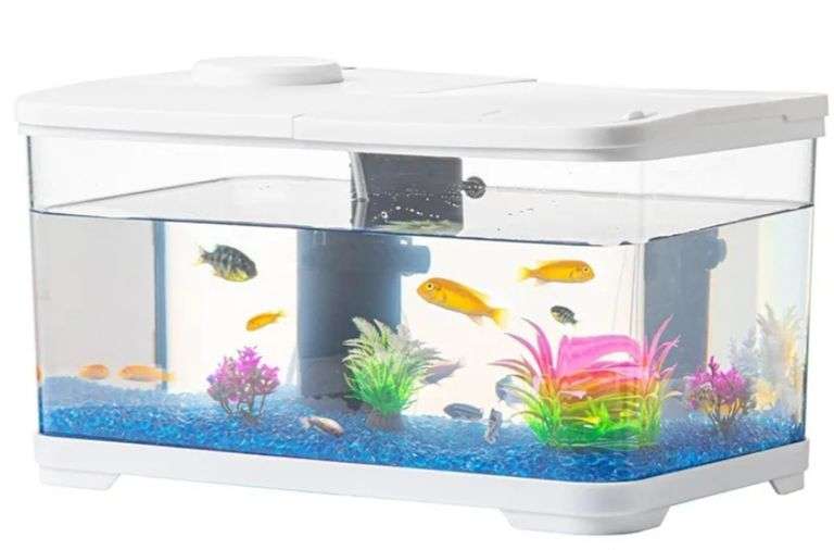 Fish Tank 3.8 Gallon Aquarium Starter Kit - Black And Gold Auctions