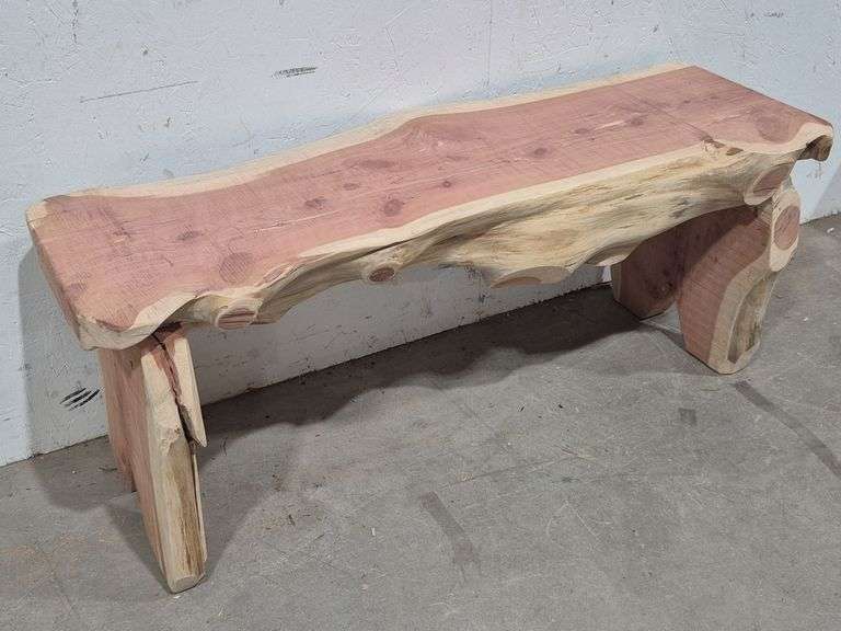 Hand-Made Cedar Bench - Black And Gold Auctions