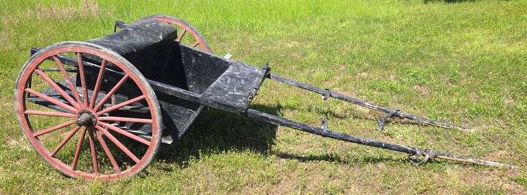 Antique Amish Pull Behind Utility Cart - Black And Gold Auctions