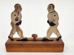 Antique Push Button Mechanical Boxing Toy - Black And Gold Auctions