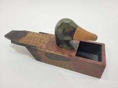 VTG Wooden Mallard Duck Decoy Box - Black And Gold Auctions