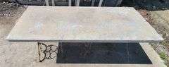Custom Marble Slab Tabletop on Singer Sewing Base - Black And Gold Auctions