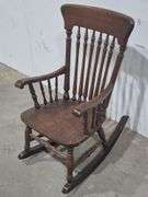 ANTIQUE Quarter-Sawn Oak Pressed Back Children's Rocking Chair - Black ...