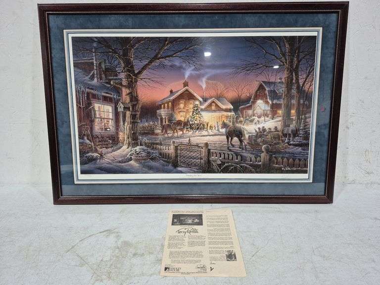 Signed & Framed Terry Redlin "Trimming The Trees" Print 5883/19500 W ...