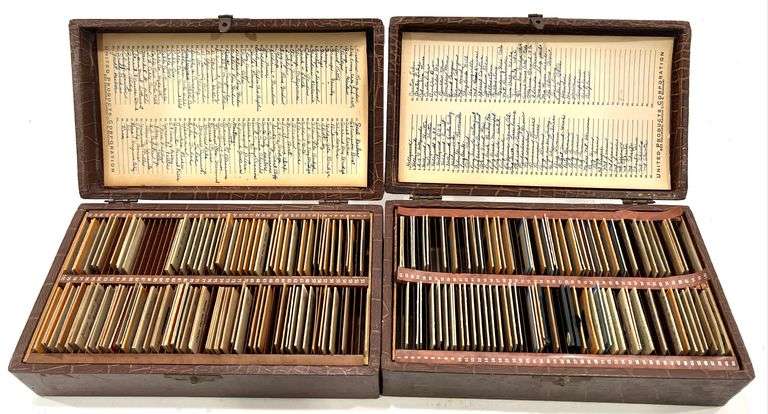 (2) Vintage Slide Files Containers w/ Slide Files - Black And Gold Auctions
