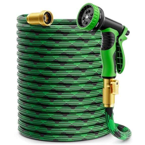 New 75ft Non-Expandable Garden Hose - Black And Gold Auctions