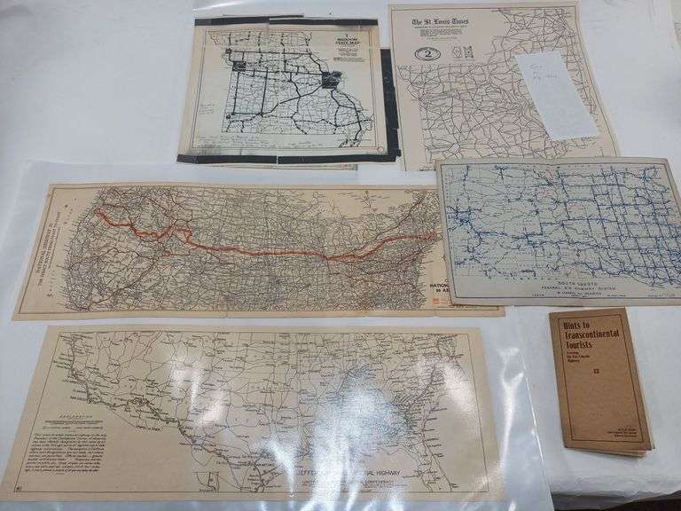 (20+) Early 1900s Highway Maps - Black And Gold Auctions