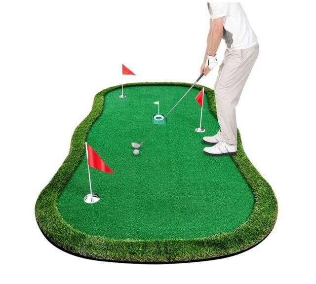 Indoor Golf Putting Mat - Black And Gold Auctions