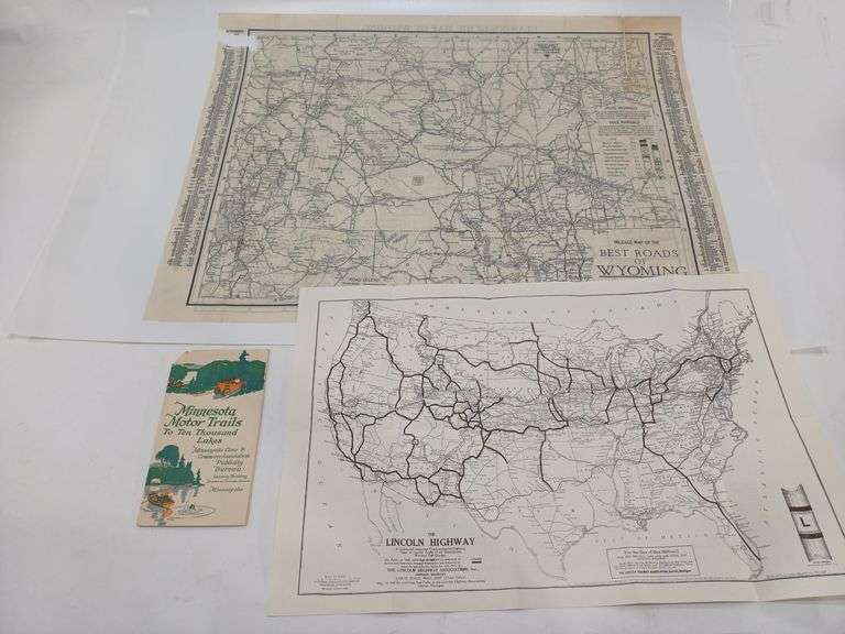 (20+) Early 1900s Highway Maps - Black And Gold Auctions