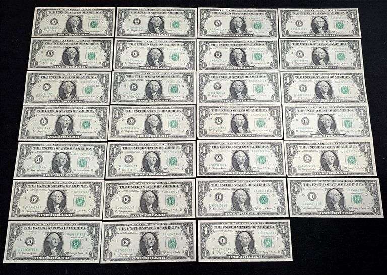 (27) 1963 & 1963-A $1 Federal Reserve Notes, Two Are STAR Notes - Black ...