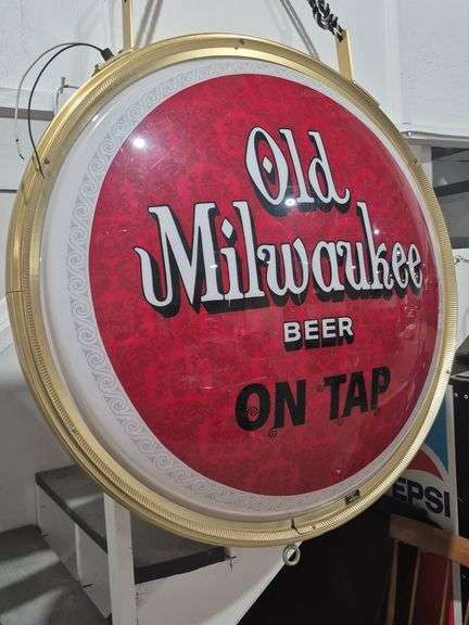 VTG Old Milwaukee Beer Sign - Black And Gold Auctions