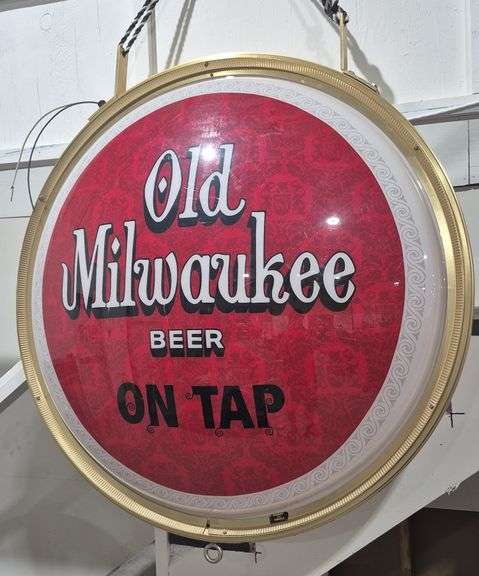 VTG Old Milwaukee Beer Sign - Black And Gold Auctions