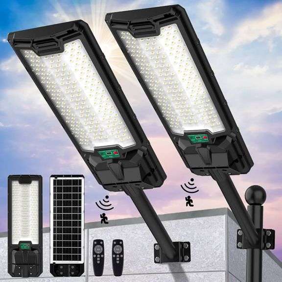 New BINGLUX (2-Pack) All In One Solar LED Street Lights - Black And Gold Auctions