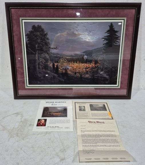 Signed & Framed Jesse Barnes "Carnival Lights" Print 905/2400 W ...