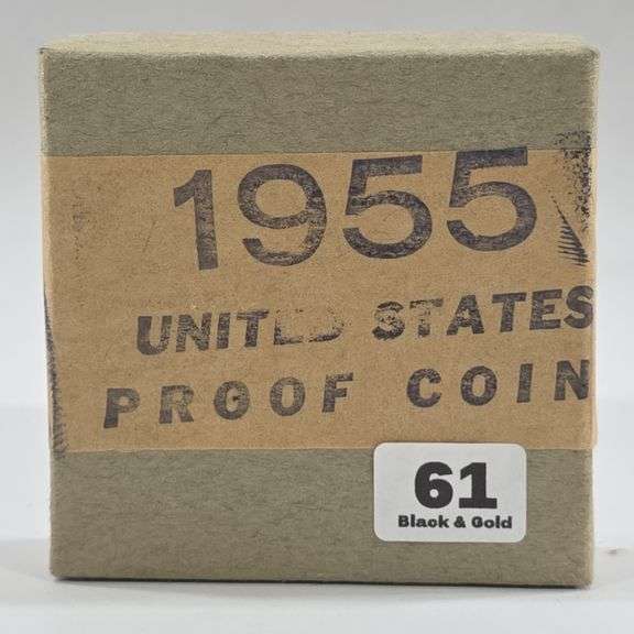 1955 U.S. Proof Set, SEALED, in Original Mint Box - Black And Gold Auctions