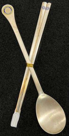 AG 800 Silver Rotary International Spoon & Chopsticks - Black And Gold ...