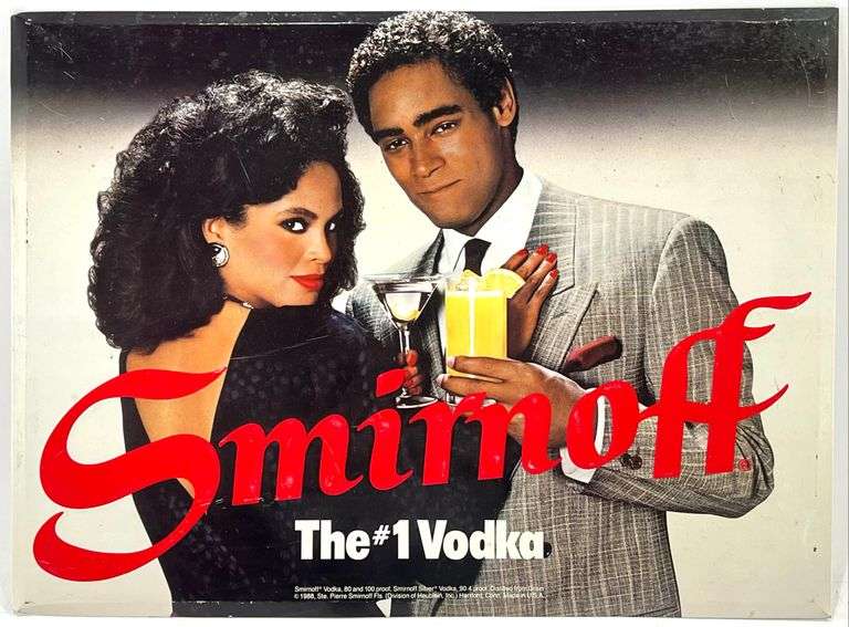 1988 Smirnoff “The #1 Vodka” Advertising Metal Sign - Black And Gold ...
