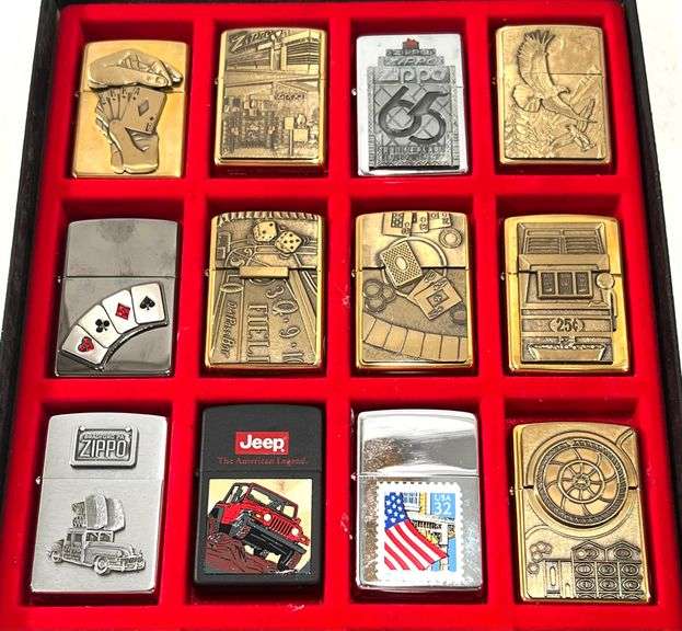 (12) New & Used ZIPPO Lighters - JEEP / Casino / Cards / Eagle - Black ...