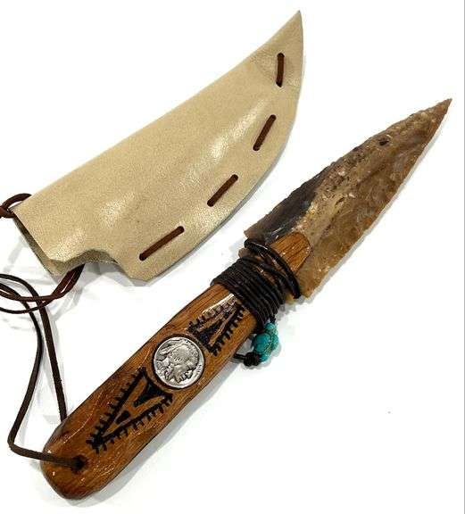 Handcrafted Native American Arrow Head Dagger w/ 1937 Indian Buffalo ...