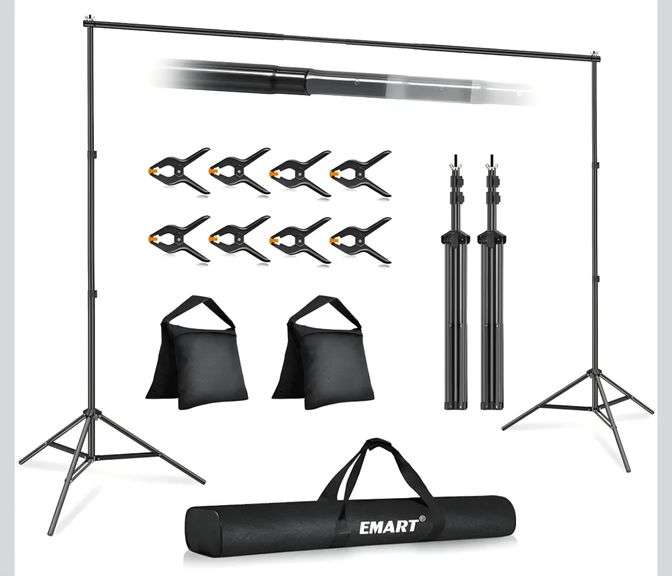 New Adjustable Backdrop Stand Kit - 7' x 10' - Black And Gold Auctions