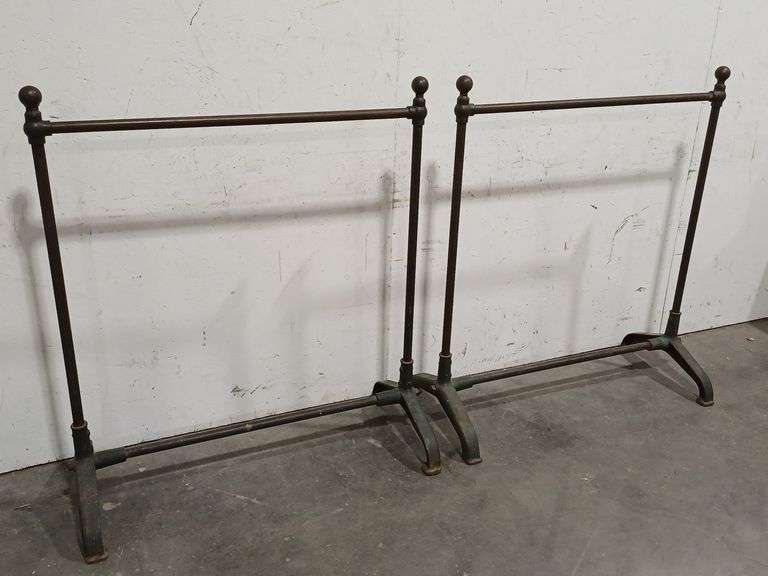 (2) VTG Cast Iron Garment Racks - Black And Gold Auctions