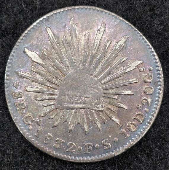 1832 Mexican 8 Reales Coin, Circulated - Black And Gold Auctions
