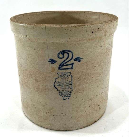 Vintage White Hall S.P.&S. 2 Gallon Crock - Black And Gold Auctions