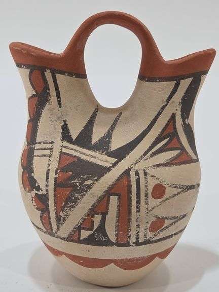 Primitive Southwest Native American Hand Painted Signed Redware Clay ...