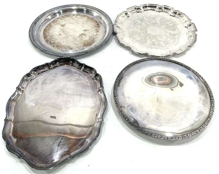 (4) Silver-Plated Plates & Trays - Black And Gold Auctions