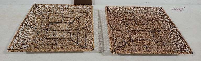 (2)Woven Framed Baskets - Black And Gold Auctions