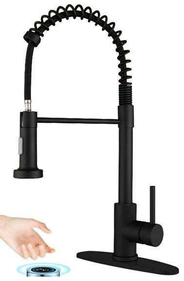 New Matte Black Extending Kitchen Faucet w Automatic Sensor - Black And ...
