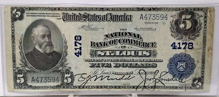 Series of 1902 National Bank of Commerce in St. Louis $5 Large Size ...