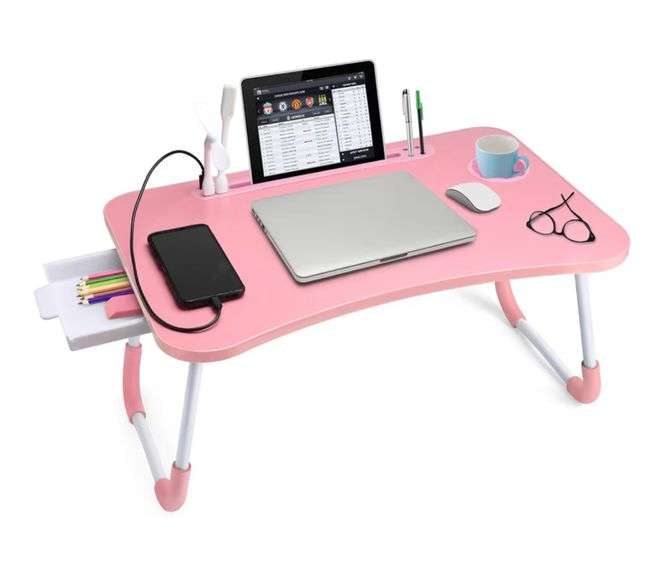 Pink Lap Desk with Tablet Slot - Black And Gold Auctions
