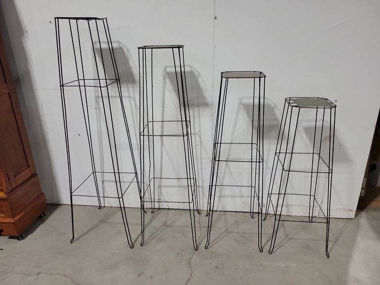 (4) Wire Plant Stands - Black And Gold Auctions