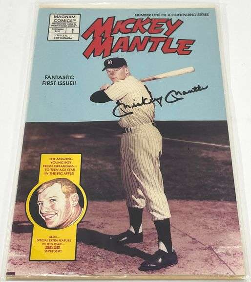 Mickey Mantle Autographed Magnum Comics First Issue Comic Book - Black ...
